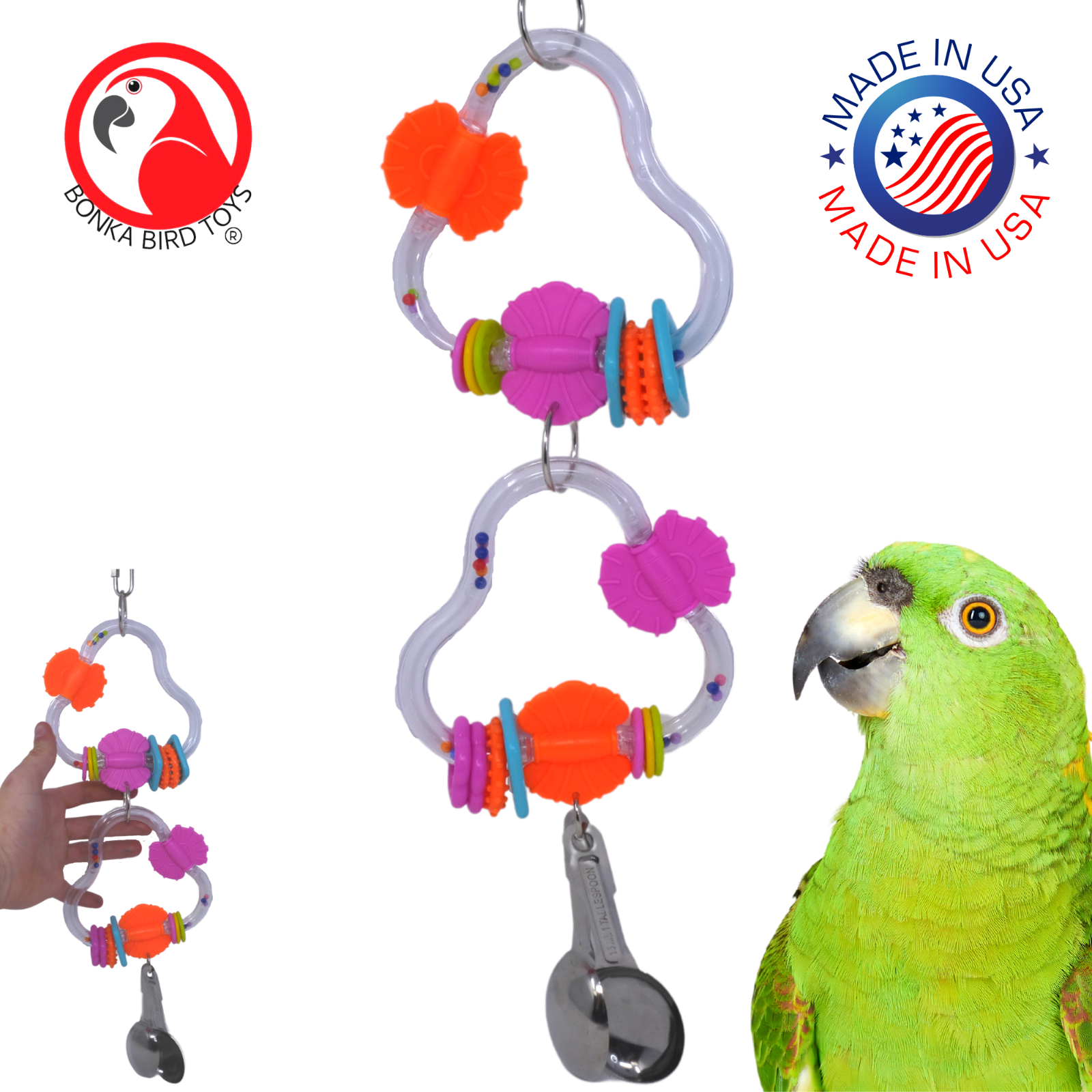 Bonka Bird Toys 2490 Duo Puzzle Play Durable Medium Large Bird Toy ...