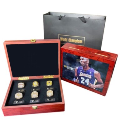 Kobe Bryant CHAMPIONSHIP 5 RING SET & Retirement Ring NBA Lakers | eBay ...
