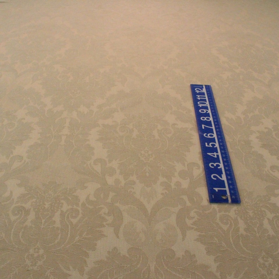 FLORAL DAMASK PUTTY BEIGE JACQUARD MULTIPURPOSE 100% COTTON FABRIC BY ...