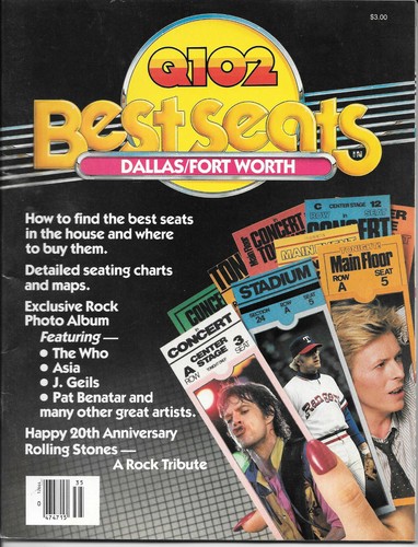 Q102 Radio DFW Texas~1983 Dallas/Fort Worth Best Seats Concerts Sports ...