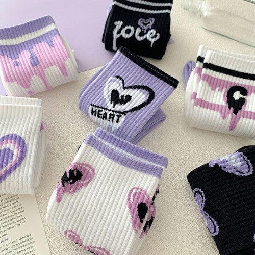 Purple Lovely Socks Children's Women's Warm Cotton Socks Medium Tube ...