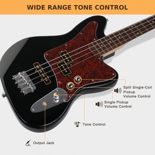 Glarry GIB Bass Guitar 4 String Red Pearl Guard w/20W Amplifier Black ...