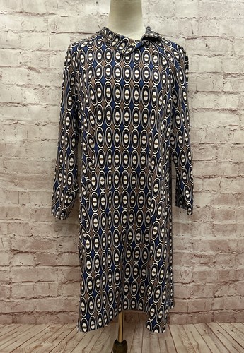 J. McLaughlin Women’s Dress Large Christabel Abstract Blue Brown | eBay