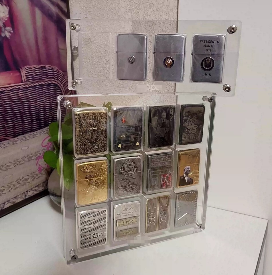 12 Grids Acrylic Desktop Display Frame Case Protective Box for Zippo ...