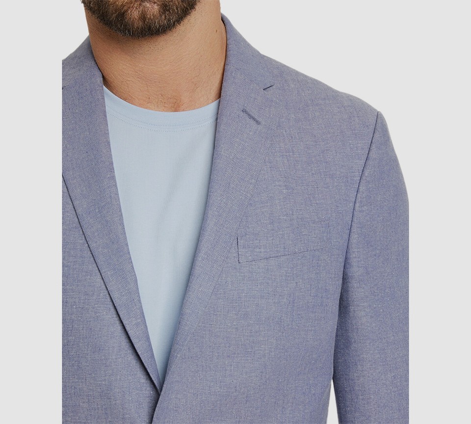Kenneth Cole Reaction Men's Blue Slim Fit Stretch Linen Suit Jacket ...