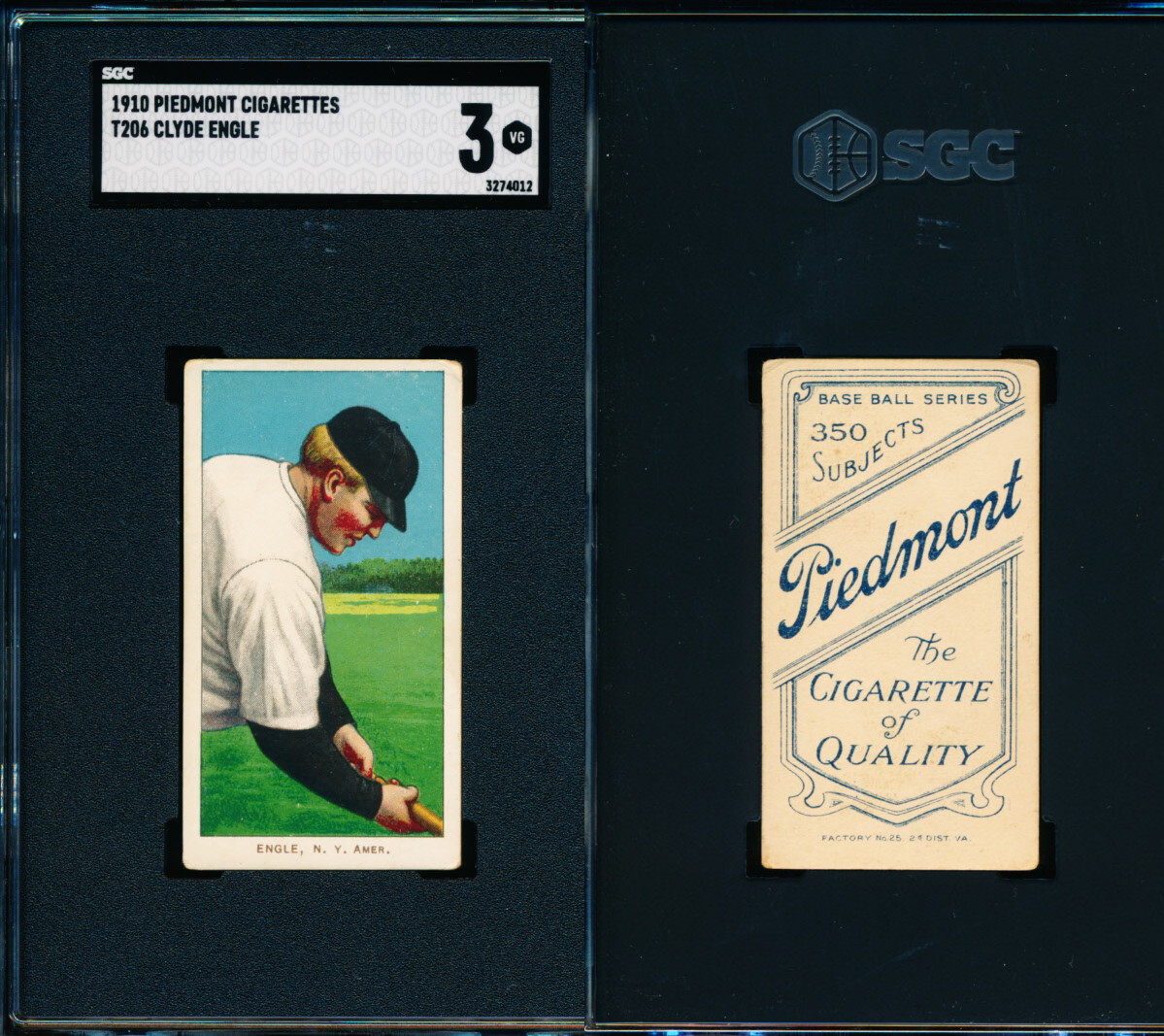 1910 T206 Clyde Engle Graded SGC 3 VG Piedmont 350 NY Yankees | eBay
