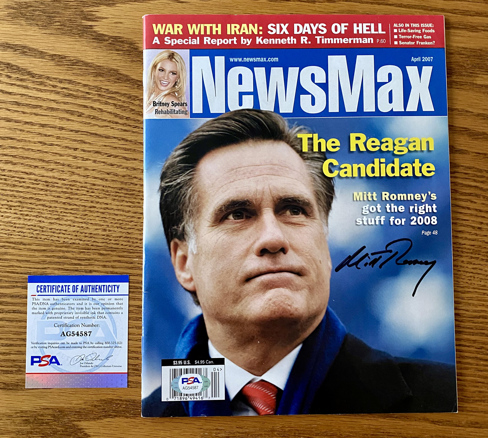 Mitt Romney Signed April 2007 NewsMax Magazine (PSA COA) - A | eBay