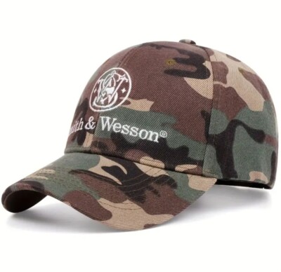 Embroidered Smith & Wesson Strapback Baseball Cap Camo: One Size Fits ...