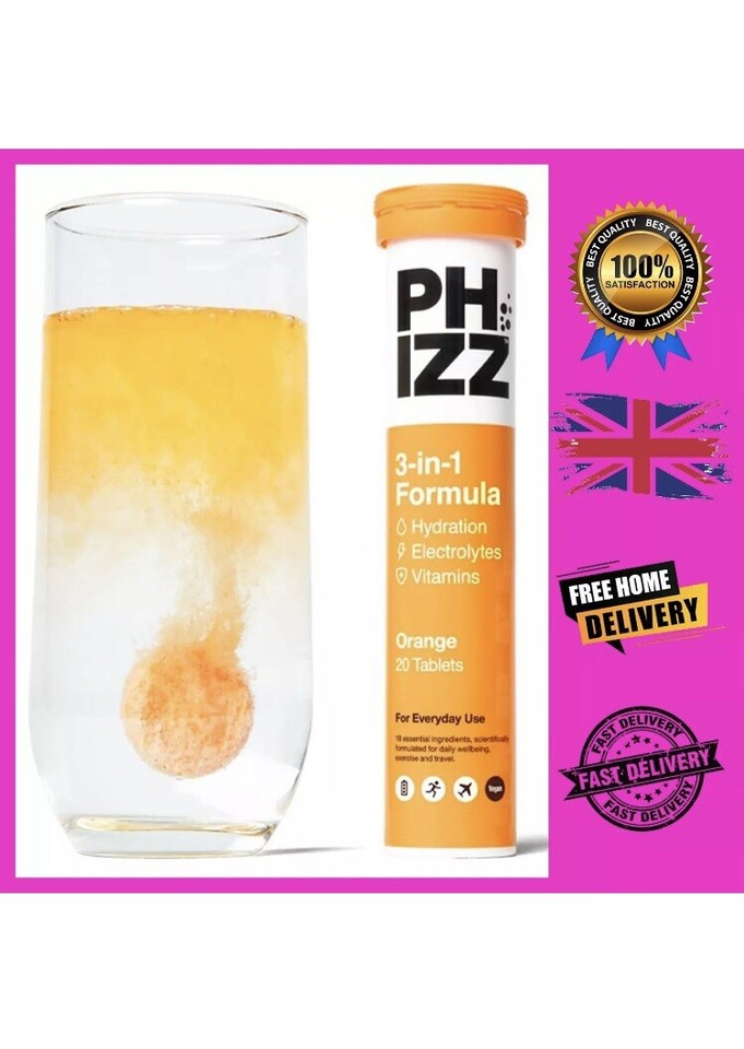 3 x Tubes Phizz 3-In-1 Hydration + Vitamins/Electrolytes Tablets ...