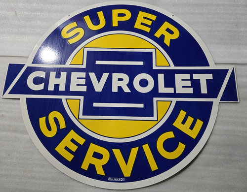 SUPER CHEVROLET SERVICE PORCELAIN ENAMEL SIGN 48 X 42"INCHES DSP | eBay