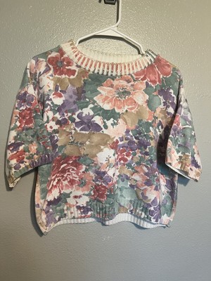 Vintage James River Traders Spring Floral Cropped Sweater Shirt Womens ...
