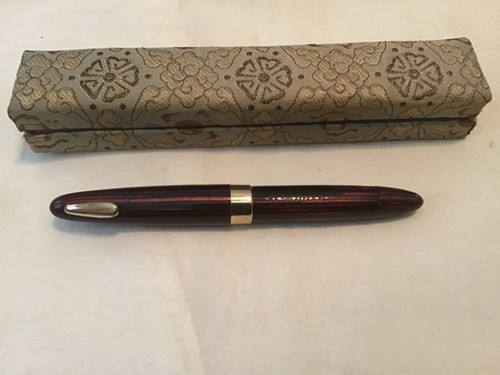 Vintage 1940s SHEAFFER TUCKAWAY Fountain Pen - CARMINE STRIATED w 14K ...