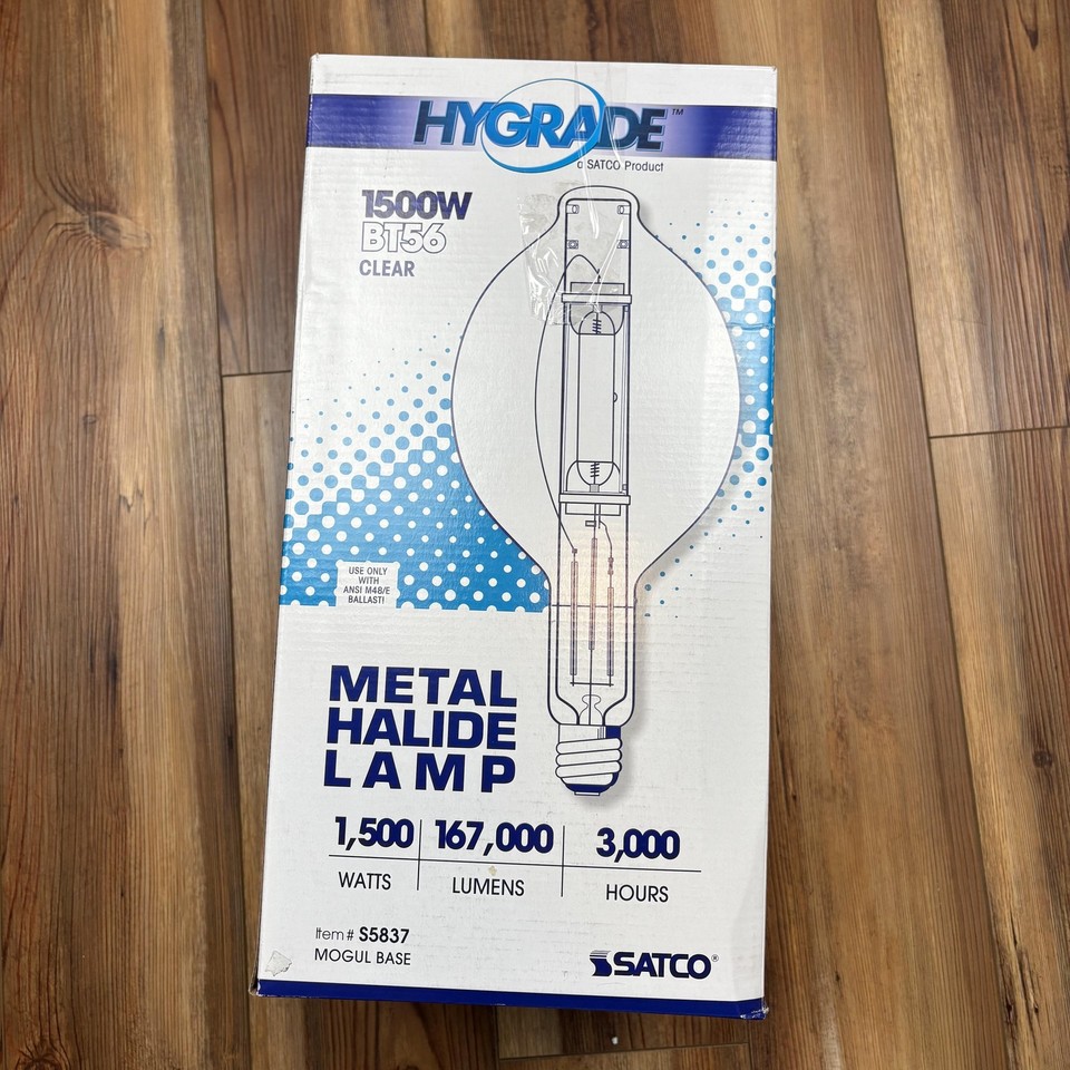 Satco Hygrade Metal Halide Bulb 1500W BT56 Clear Mogul Base MH1500/MOG ...