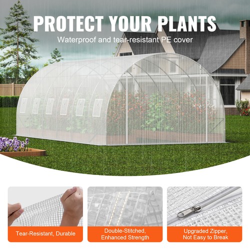 Walk-in Tunnel Greenhouse 19.36x9.68x6.5ft Galvanized Frame PE Cover ...
