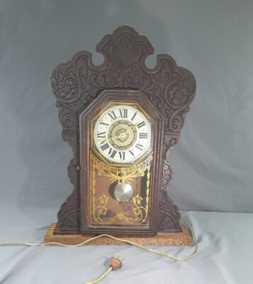 Antique WATERBURY Gingerbread Mantle Clock w/ Spartus Electric Works | eBay