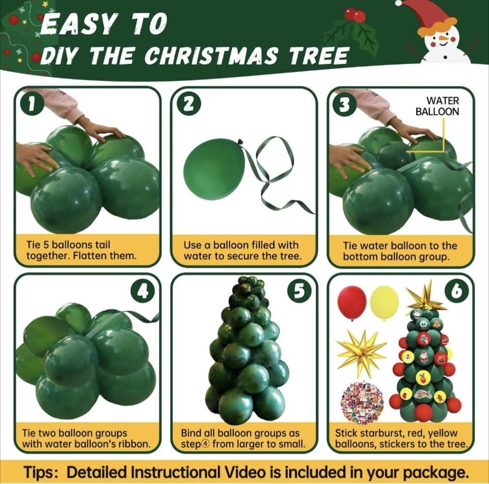 145pcs Christmas Tree Balloon Shape Garland Arch Kit Christmas Party ...