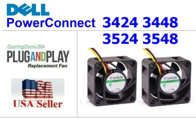 Pack of 2x Replacement Fans for Dell PowerConnect 3424, 3448, 3524 ...
