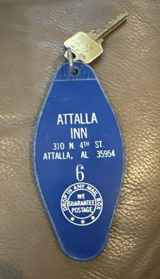 Vintage Attalla Inn Hotel Motel Room Plastic Key Fob & Key Attalla ...