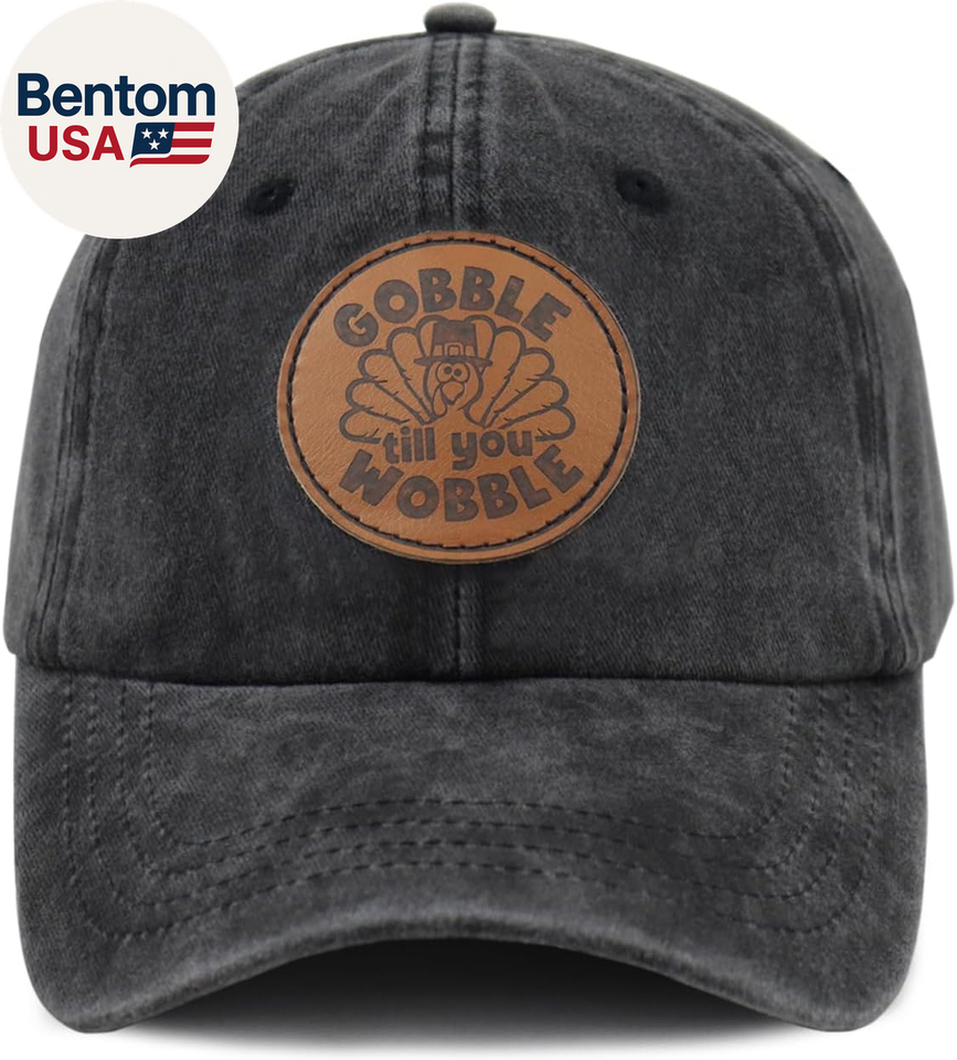 Gobble Till You Wobble Baseball Cap for Men Women, Adjustable Leather ...