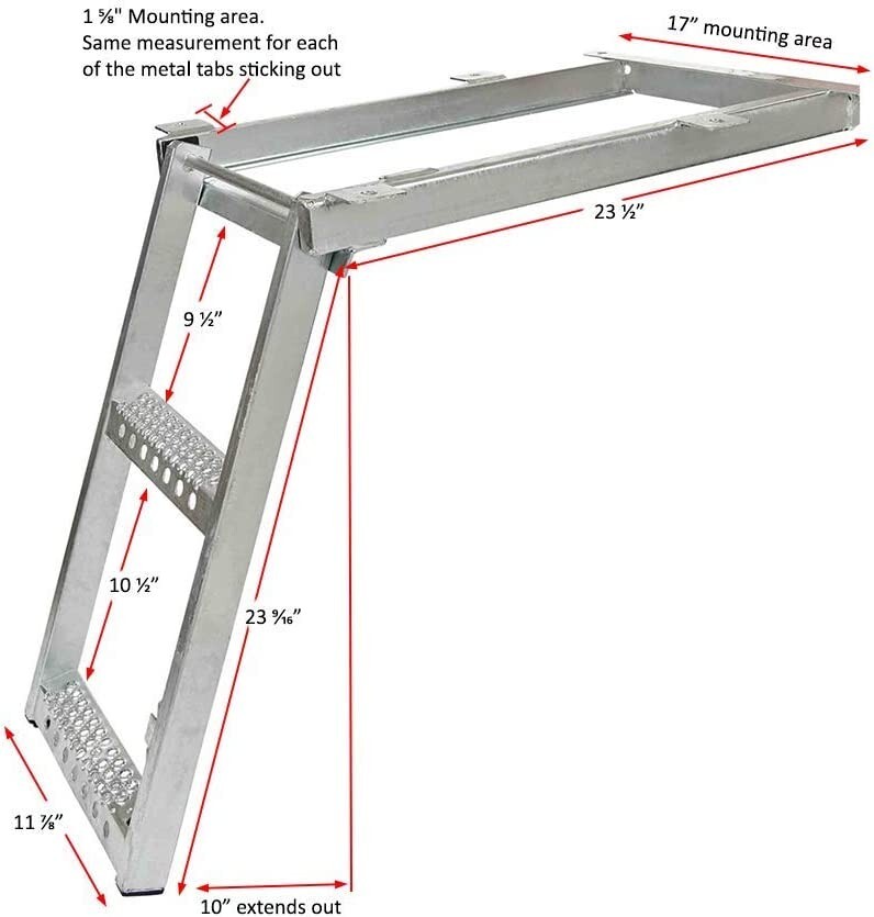 2 Rungs Pull-Out Trailer Step Ladder Folding Truck Steps Bolt-on for ...