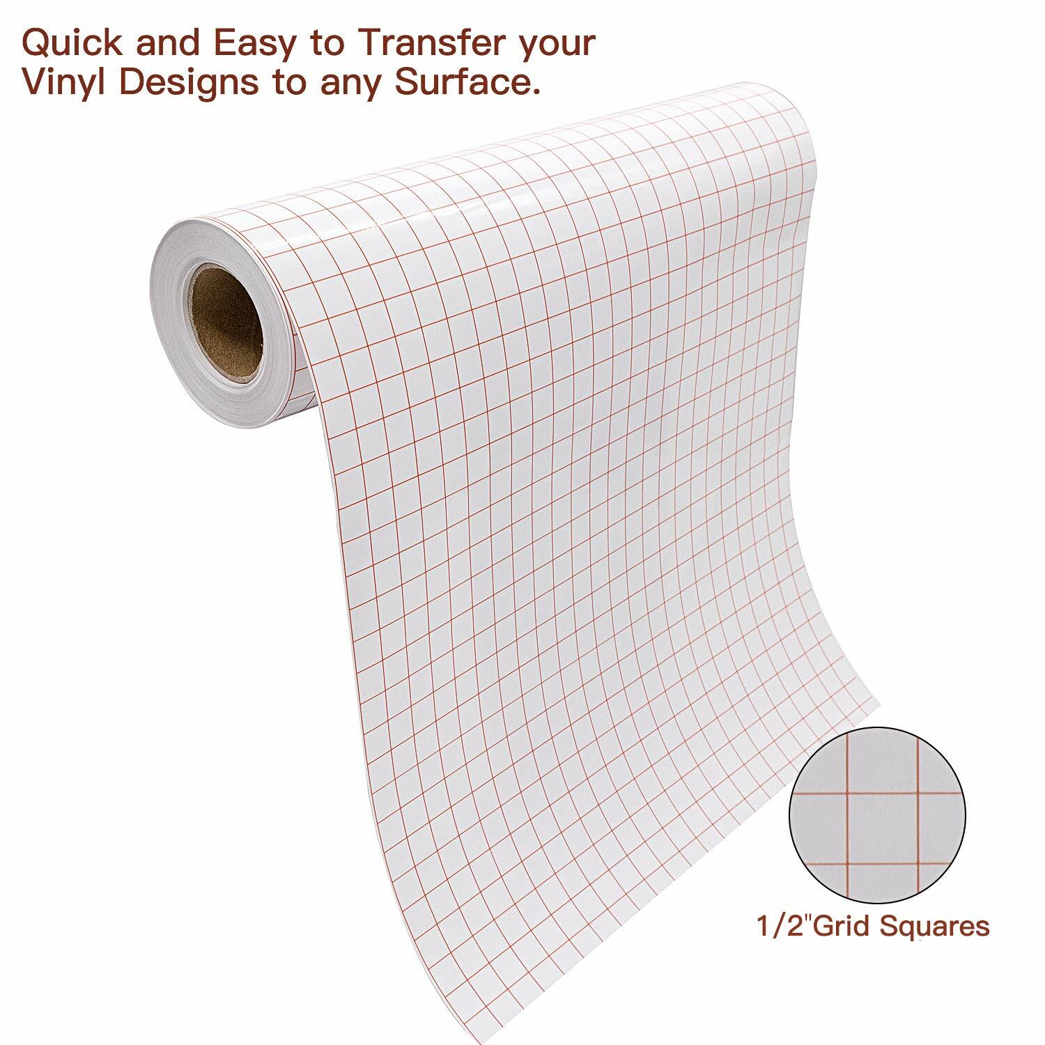 Vinyl Transfer Paper Tape Roll 12" x 50 FT Clear w/Red Alignment Grid ...