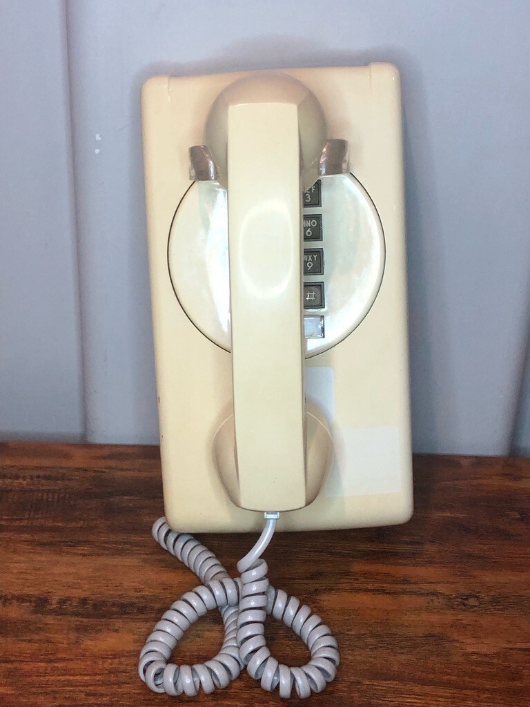 Vintage Cortelco Corded Push Button Wall Phone 355415-MBA-20M Tan Beige ...