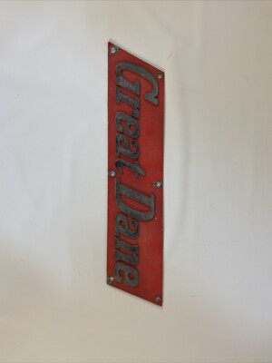 Vintage Great Dane semi trailer company metal old emblem sign 15 1/2 x ...