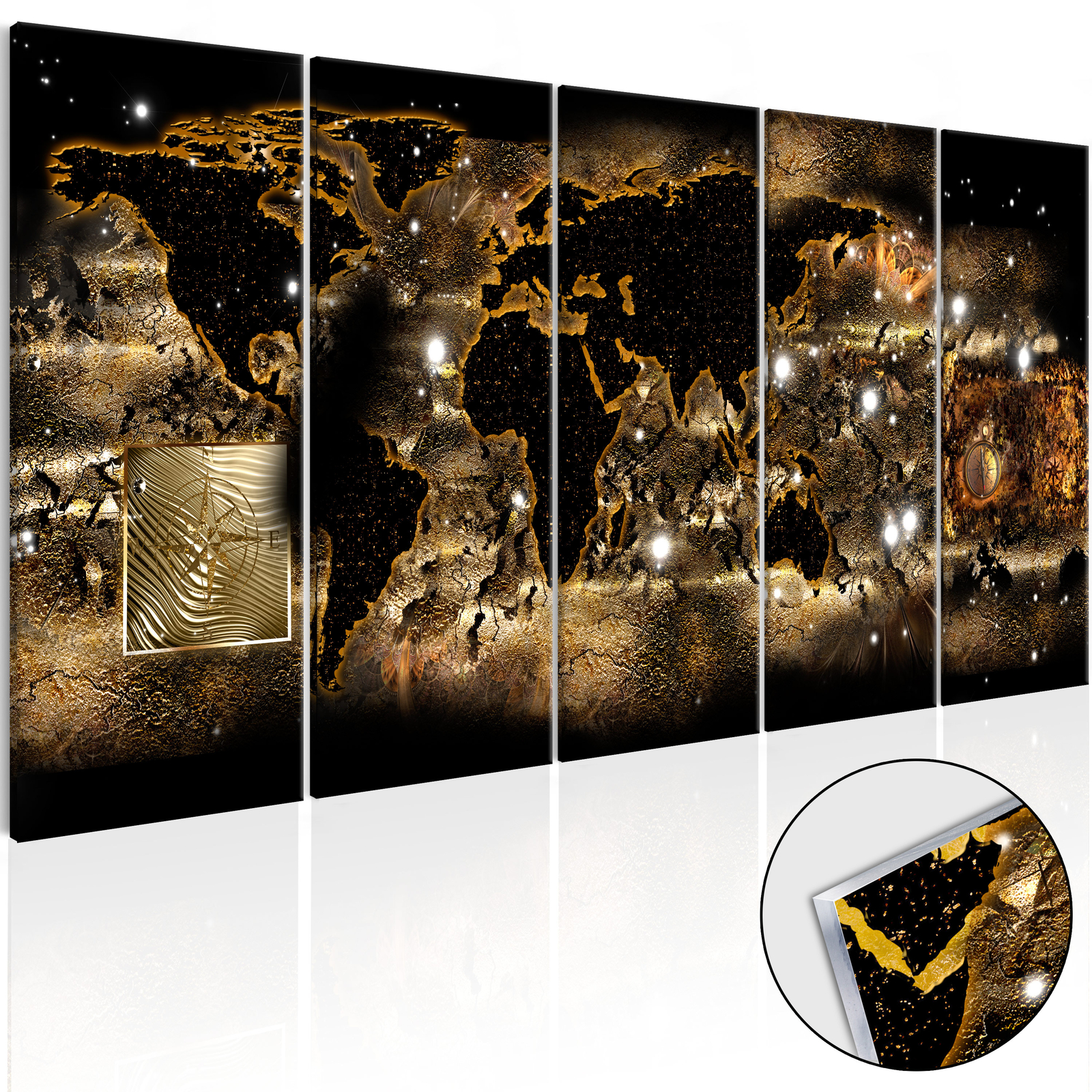 WORLD MAP Acrylic Glass Print Image 5 pcs Wall Art Picture Photo k-A ...