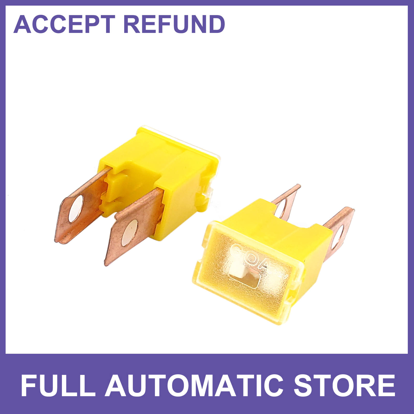 TWO Auto Car 60A 32V Male PAL 2 Straight Blade Slow Blow Fuse Yellow | eBay