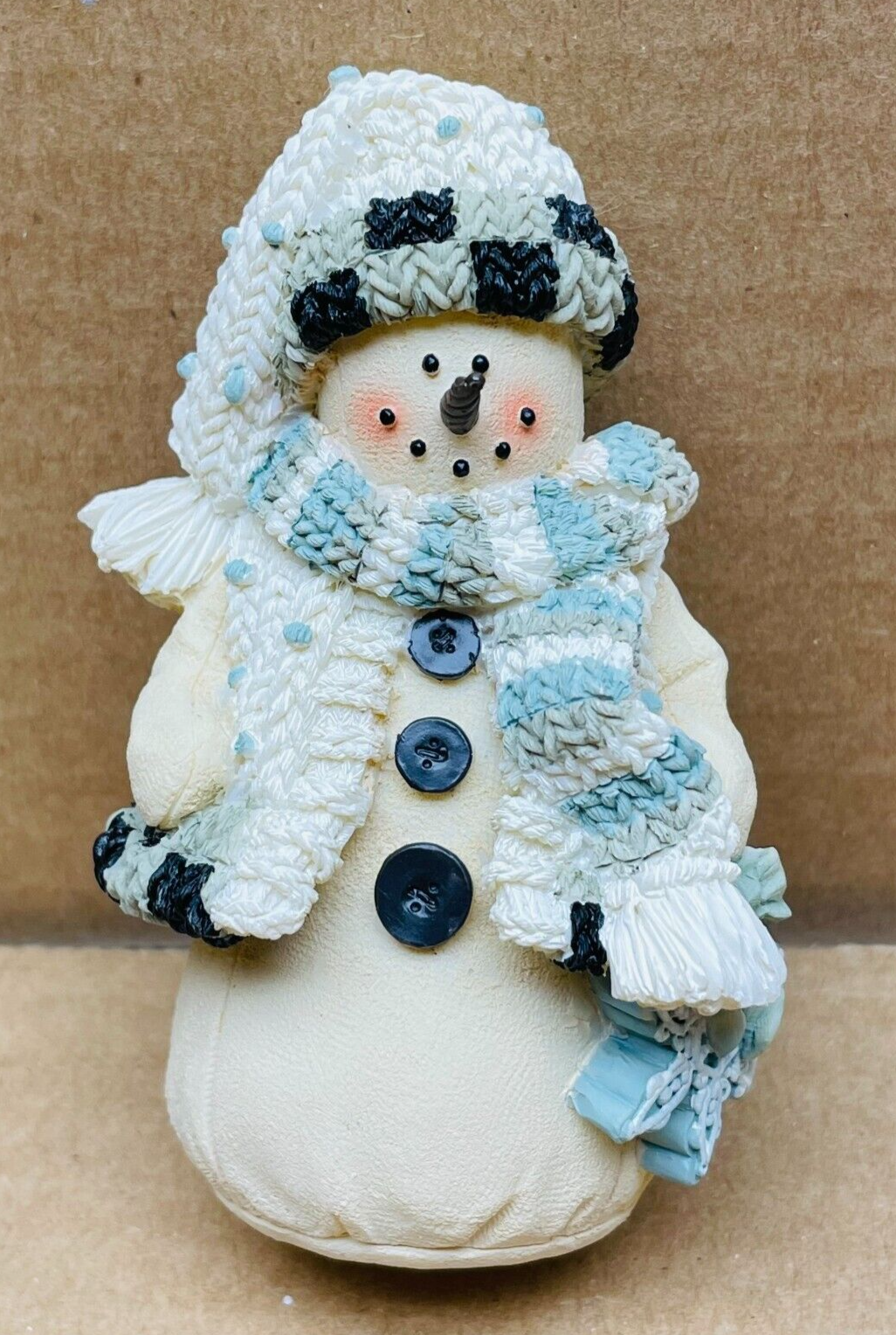 EUC Resin Snowman w/Star, Sage Green & Lite Blue, Christmas, 3 1/4" T ...