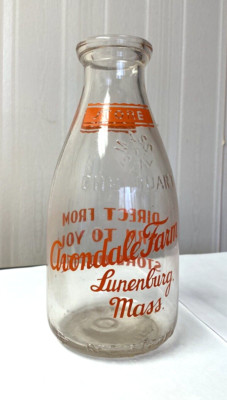 Vintage Round Quart Milk Bottle - Avondale Farm, Lunenburg, Mass. | eBay