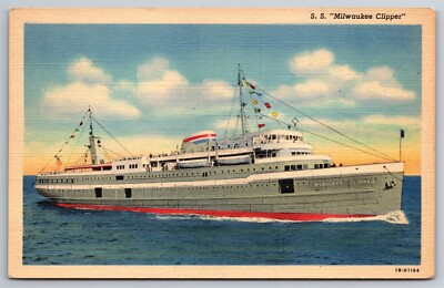 SS Milwaukee Clipper Steamer Ferry C1940's Linen Postcard P5 | eBay