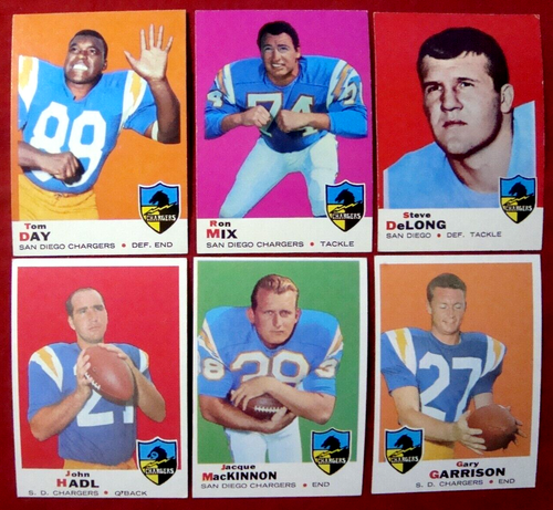 SAN DIEGO CHARGERS - 1969 TOPPS FOOTBALL CARDS LOT of 6 - RON MIX HOF ...