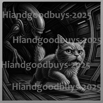 Laser Engraved CAT RUNNING AWAY FROM XENOMORPH - ALIEN - 6x6 Ceramic ...