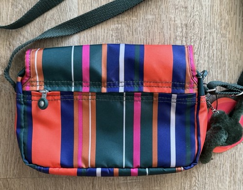 NWT Kipling Striped Nylon Crossbody Handbag Bag Purse Jadestripe 9x6x2 ...