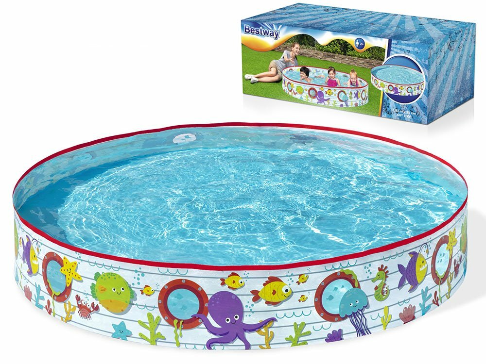 Piscina Infantil Pool Planschbecken 152x30cm Mit Aufblasbarem Boden