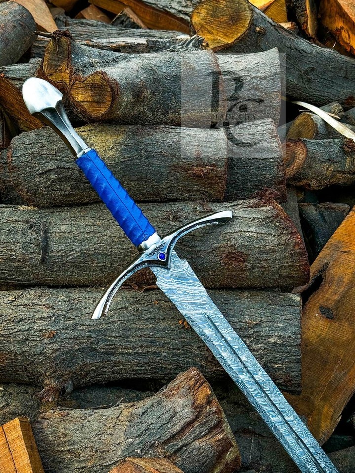 Hand Forged Damascus Steel Viking Sword Sharp Battle Ready Medieval ...