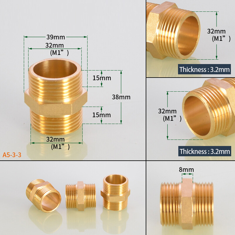 1/8" 1/4" 3/8" 1/2" 3/4" 1" Brass BSP Male Thread Connector Pipe ...