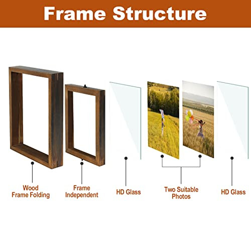 2 Pack Rotating Floating Picture Frames,Double-Sided 5x7 Carbonized ...