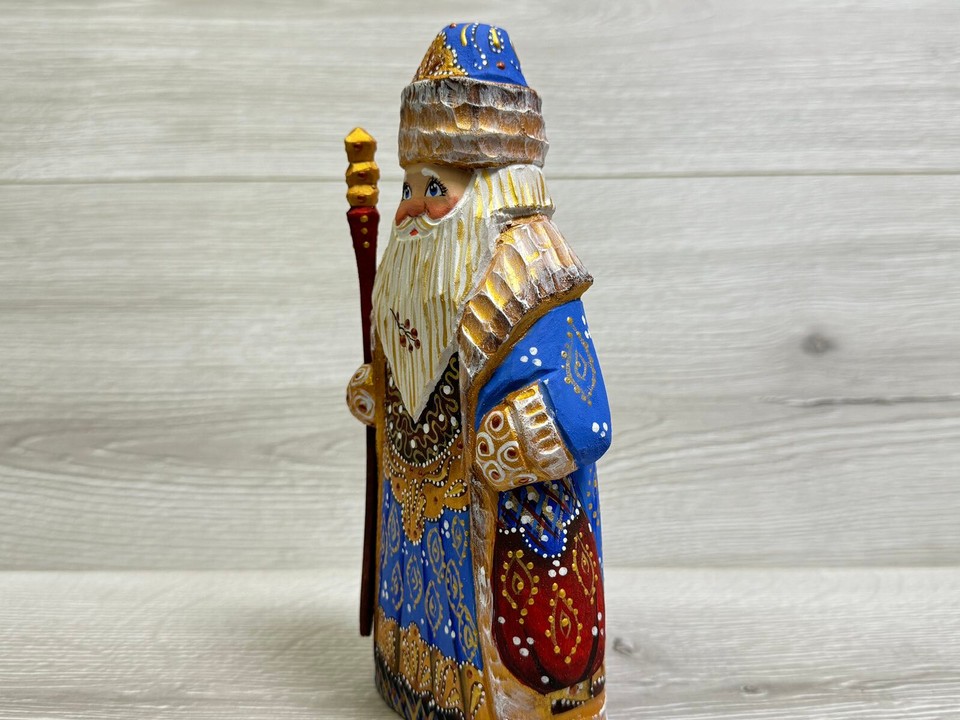 Figurine Carved Wooden Santa Russian Ded Moroz 19cm /7.6 inch | eBay