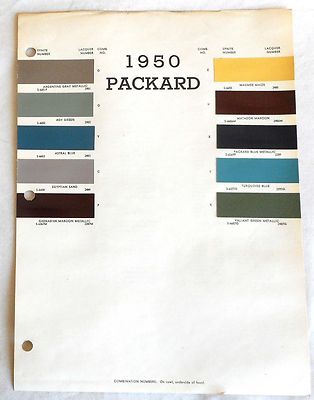 1950 PACKARD ARCO COLOR PAINT CHIP CHART ALL MODELS | eBay