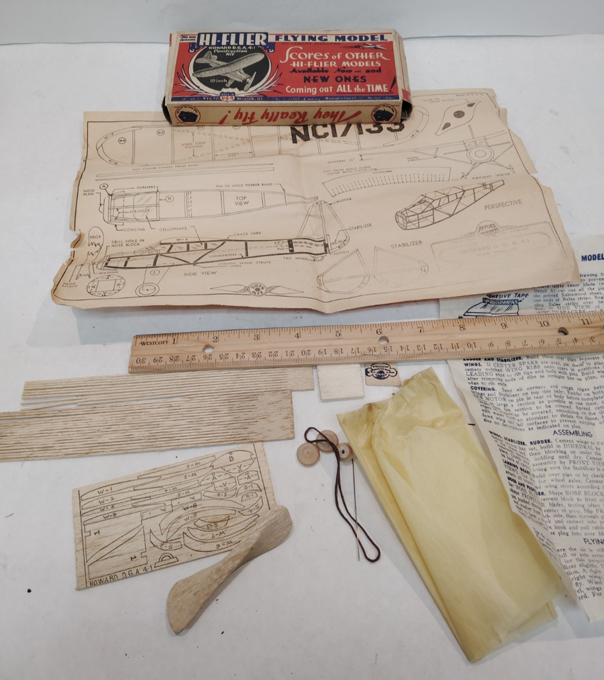 Vintage Hi-Flier - Howard D. G. A. 4-1 - Balsa Wood Flying Model Kit ...