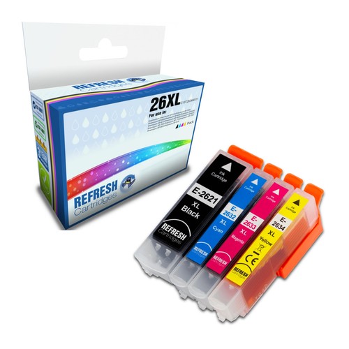 Refresh Cartridges Full Set Pack Of 4 26XL Ink Compatible With Epson ...