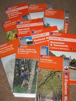 OS Ordnance Survey Explorer maps - Midlands & N England - very good ...