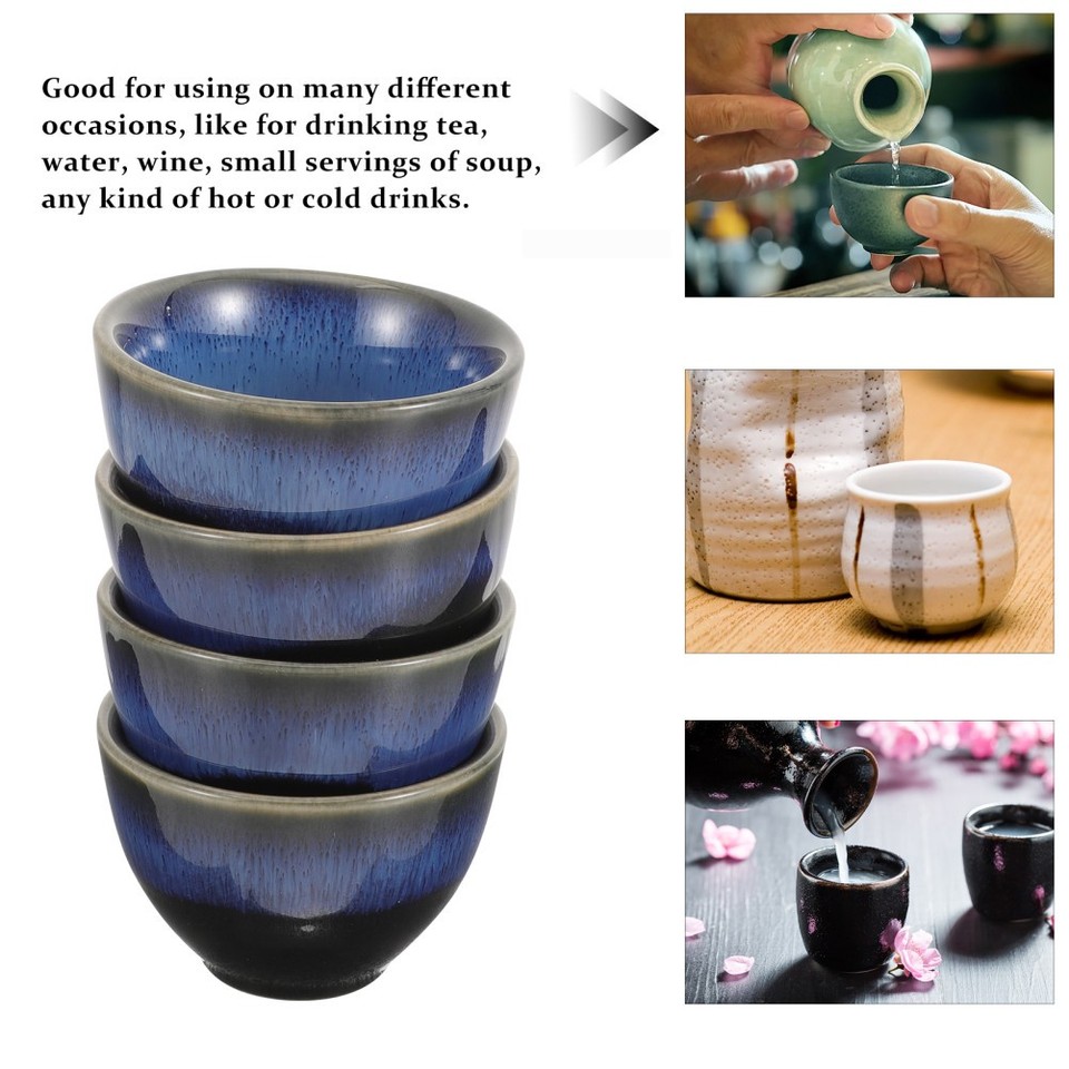 4pcs Japanese Style Ceramics Bowl Cup Wine Cup Sake Cups for Sake Tea ...