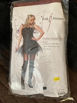 Leg Avenue Black Gothic Nymph Dress Costume Dark Fairy Princess Vampire ...