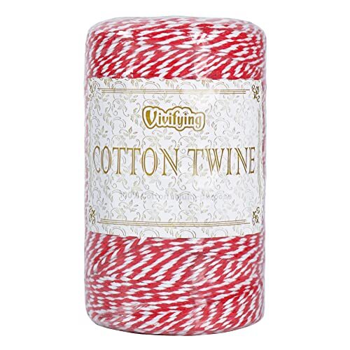 Red and White Twine, 656 Feet 2Mm Cotton Bakers Twine String for Gift ...