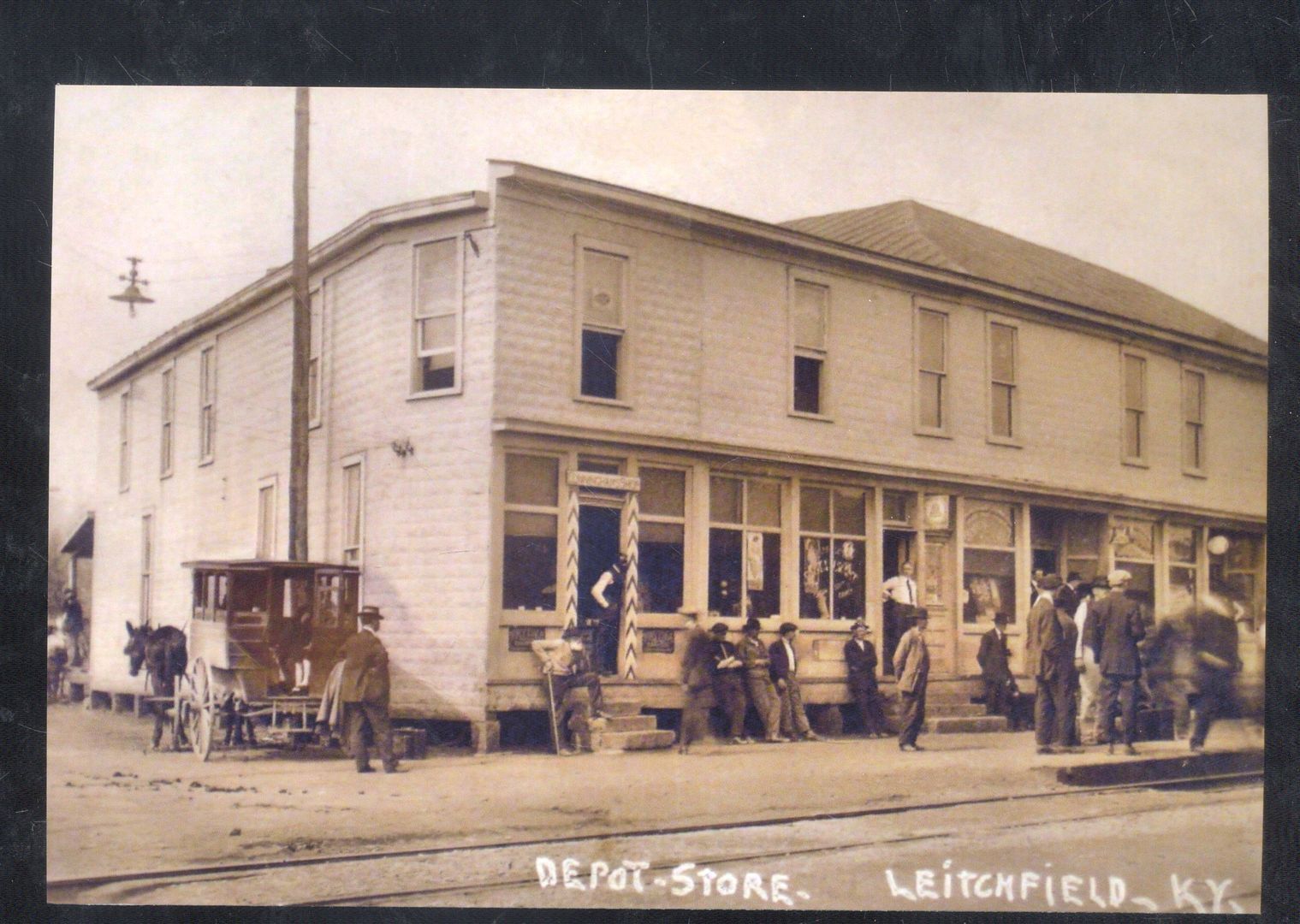 REAL PHOTO LEITCHFIELD KENTUCKY KY DOWNTOWN RAILROAD DEPOT POSTCARD ...