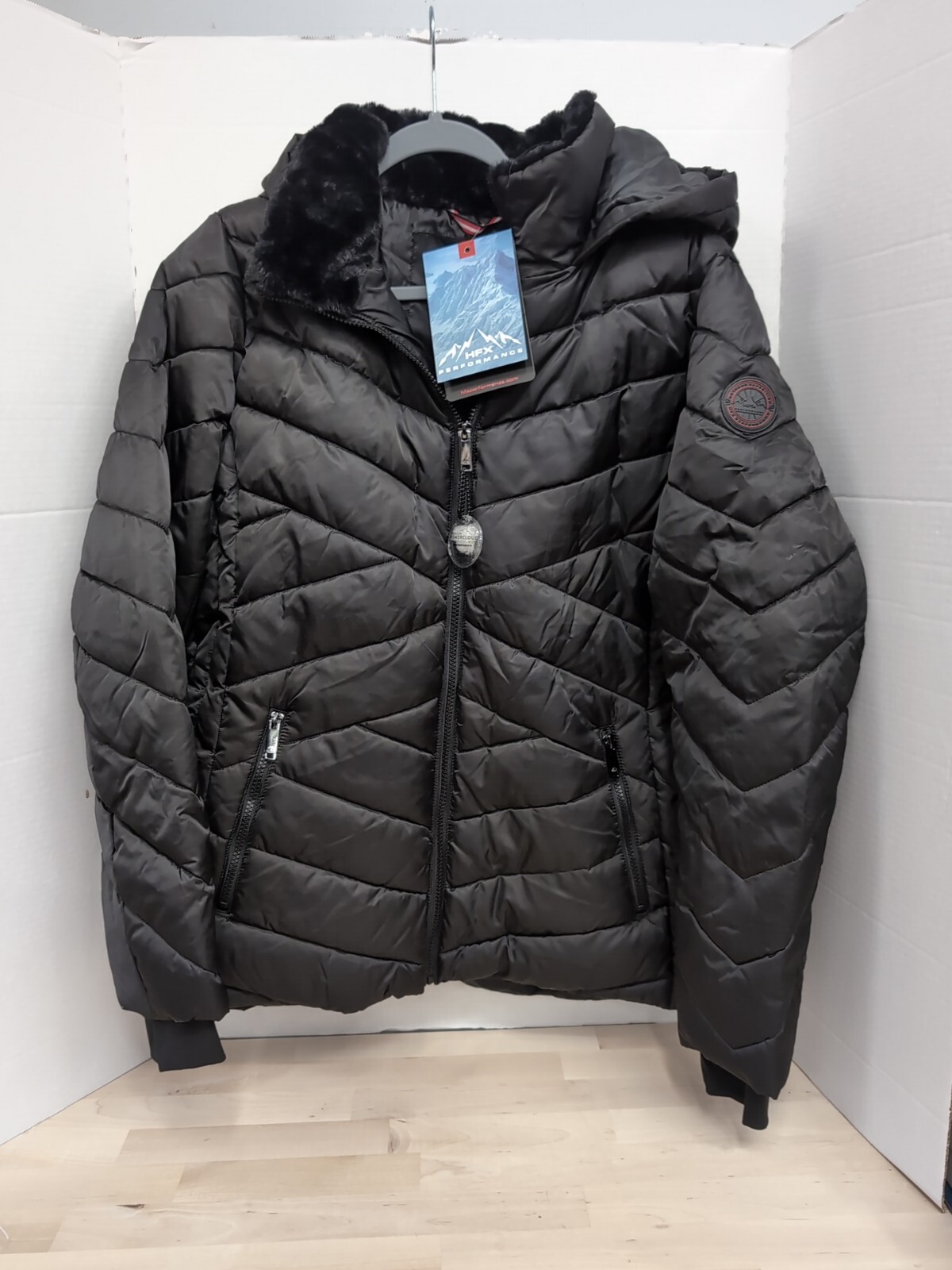 NWT HFX Women's US XL Puffer Jacket Black J420323 | eBay
