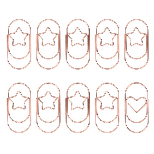100pcs Rose Gold Star Paper Clips Anti Slip Paper Clips Office ...